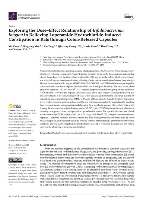 Pdf Exploring The Doseeffect Relationship Of Bifidobacterium Longum