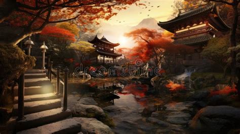 Mystical Japanese Garden Amazing Illustration Stylish And Eyecatching