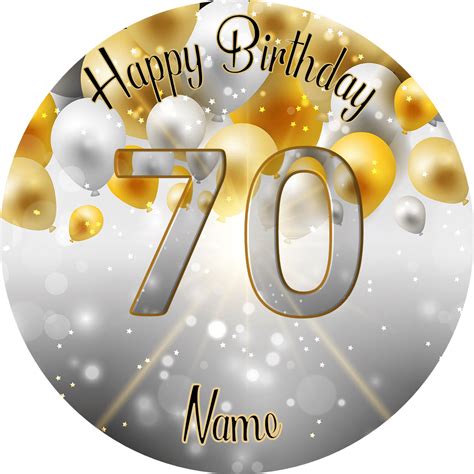 70th In Gold And Silver Topcaketoppers