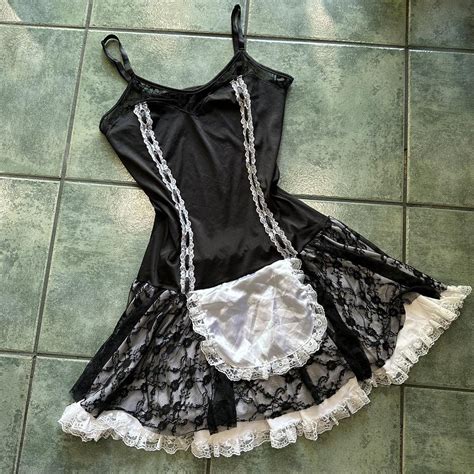 French Maid Black And White Lace Frilly Coquette Depop