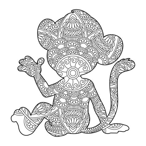 Zentangle Scimmia Mandala Pagina Da Colorare Per Adulti Libro Da