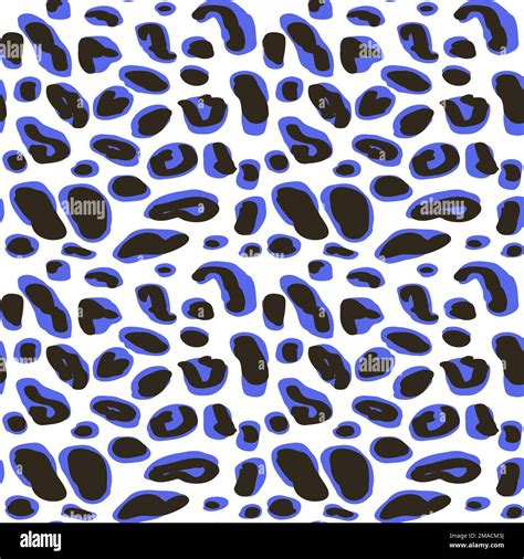 Vector Seamless Blue Leopard Pattern Black And Blue Spots On A White Background Classic Design