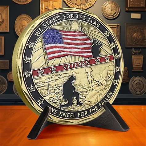 Military Veterans Challenge Coin United States We Stand For The Flag