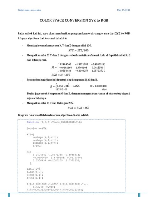 color space conversion xyz to rgb pdf
