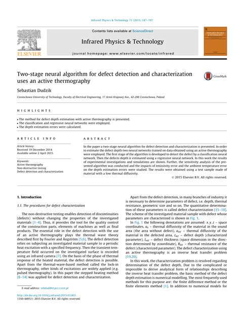 pdf two stage neural algorithm for defect detection and