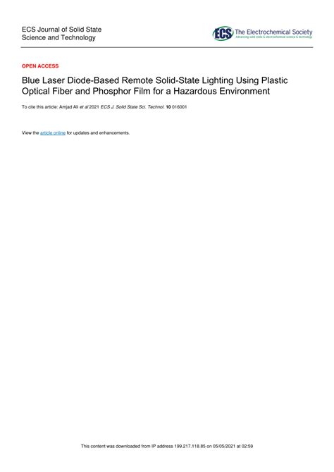 Pdf Blue Laser Diode Based Remote Solid State Lighting Using Plastic