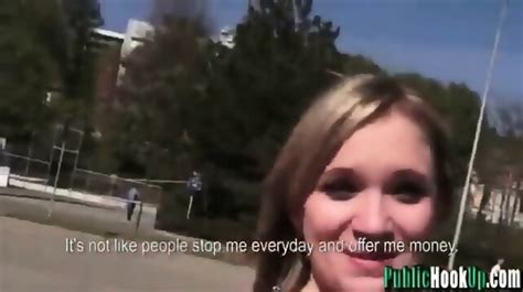 Amateur Blonde Decides To Strip In Public For Money Eporner