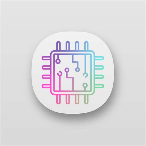 Processor With Electronic Circuits App Icon Ui Ux Interface Microprocessor With Microcircuits