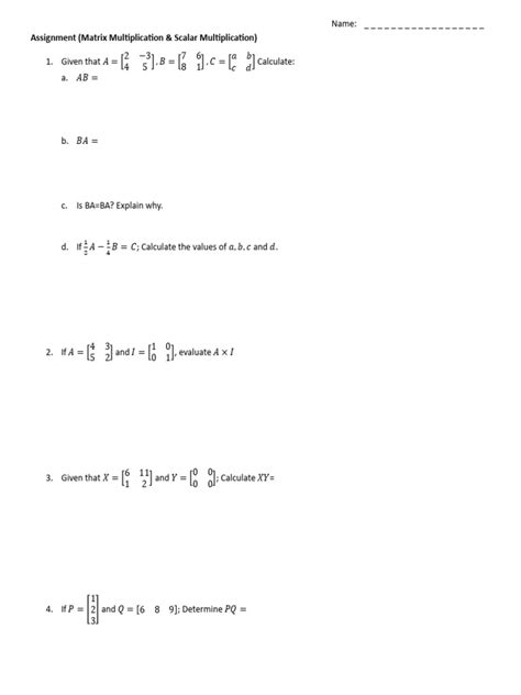 Matrix Multiplication And Scalar Multiplication Pdf