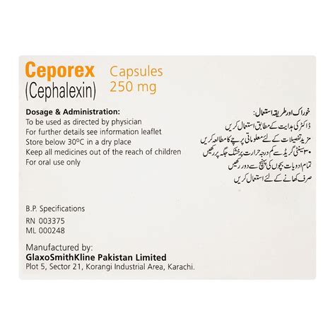 Order Gsk Ceporex Capsule 250mg 12 Pack Online At Best Price In