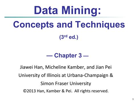 Data Mining Concepts And Techniques 3rd Ed Chapter 3