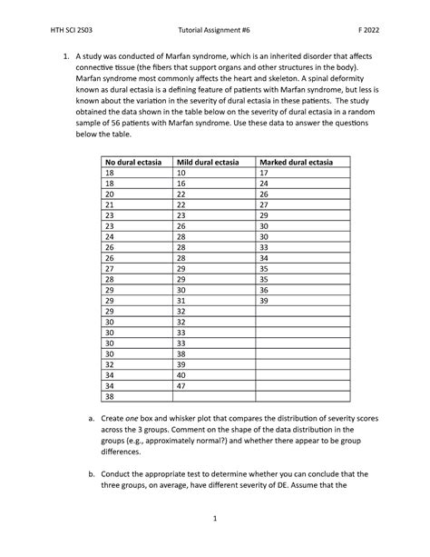 Tutorial Assign 6 Anova 3 Hth Sci 2s03 Tutorial Assignment 6 F