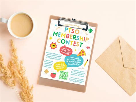 Editable Ptso Membership Drive Flyer Pizza Party Contest Canva