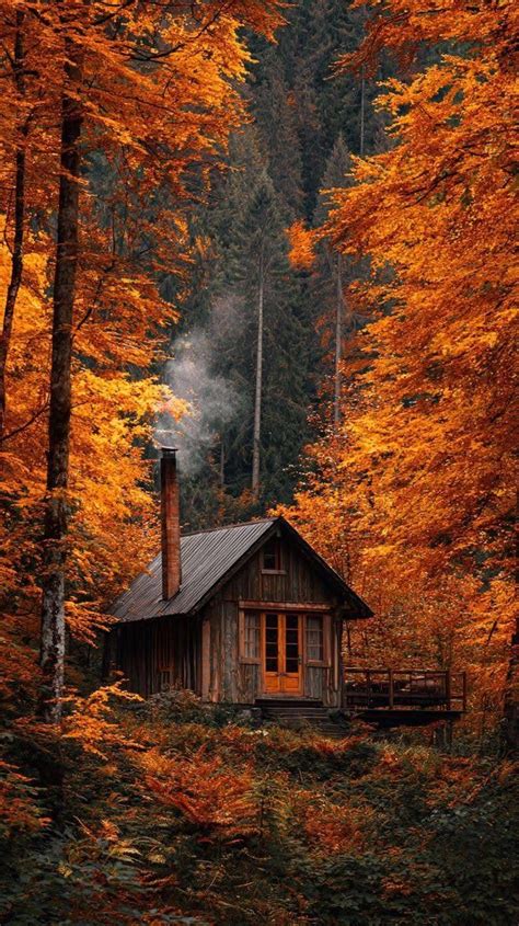 Autumn Landscape Cabin Wallpapers Wallpaper Cave