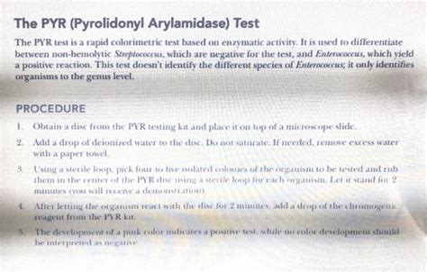 Solved The Pyr Pyrolidonyl Arylamidase Test The Pyr Test