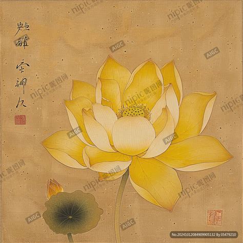 Ai创作图金色荷花中国画荷花 国画黄金荷花 金色荷花图 金色荷花壁纸 手绘包装金边荷花 莲花工笔画 工笔画莲花 工笔画荷花书画 手绘金属质感