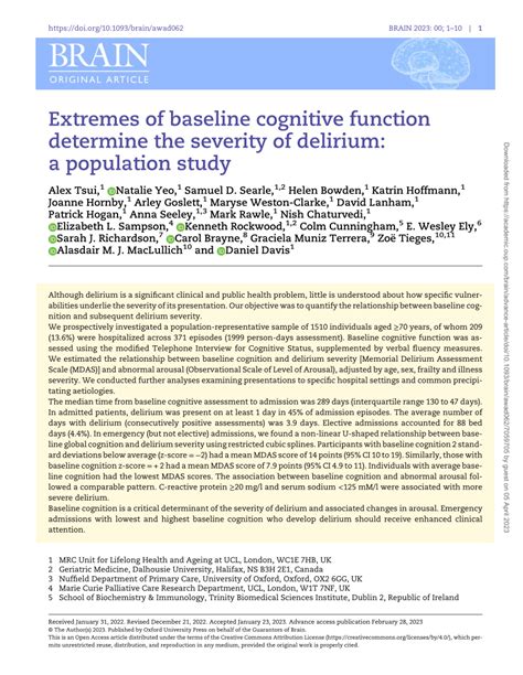 Pdf Extremes Of Baseline Cognitive Function Determine The Severity Of