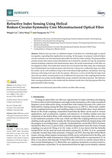 Pdf Refractive Index Sensing Using Helical Broken Circular Symmetry Core Microstructured