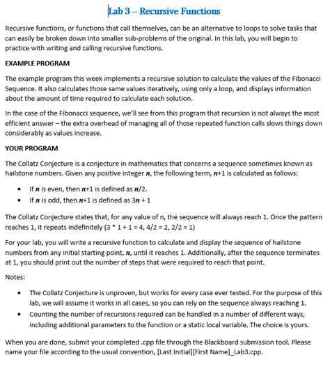 Solved Lab Recursive Functions Recursive Functions Or Chegg Com