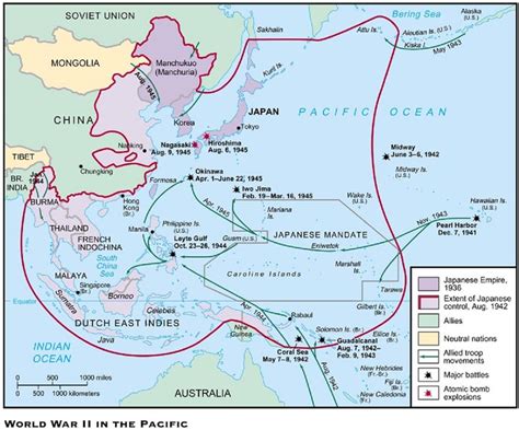 Wwii Pacific Theater Map Wwii Asia Map Japanese Invasion Of America