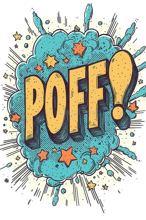 Vibrant Comic Book Style Explosion With Bold Poff Text Stock Image