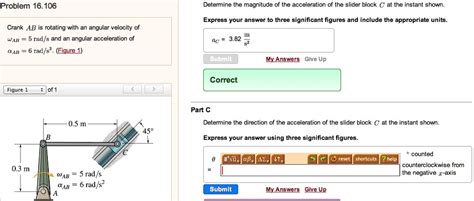 solved determine the magnitude of the acceleration of the slider block