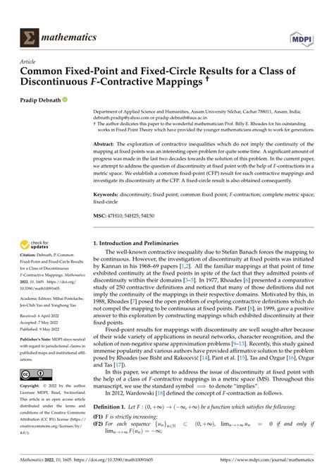 Pdf Common Fixed Point And Fixed Circle Results For A Class Of