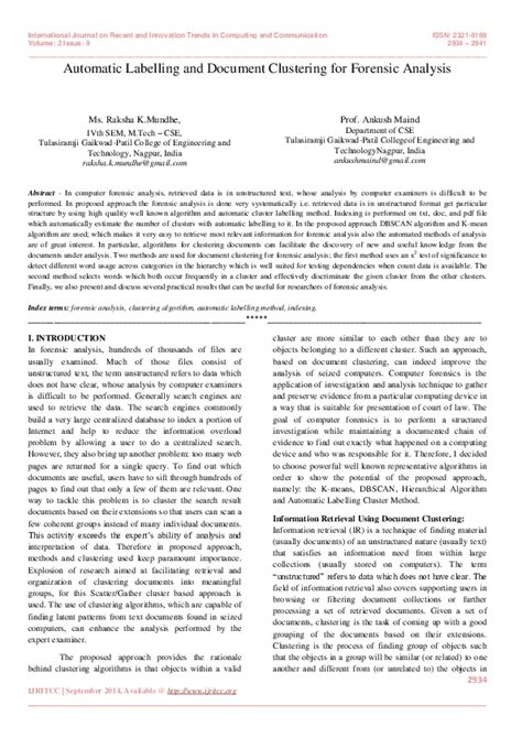 Pdf Automatic Labelling And Document Clustering For Forensic Analysis