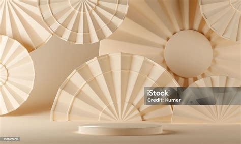 받침대 연단 라운드 스테이지가있는 중국 베이지 색 고급 배경 선풍기 개인 장식품에 대한 스톡 사진 및 기타 이미지 선풍기 개인 장식품 받침대 금색 Istock