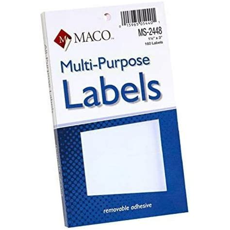 Maco White Rectangular Multi Purpose Labels 1 1 2 X 3 Inches 160 Per Box Ms 2448 9 Boxes