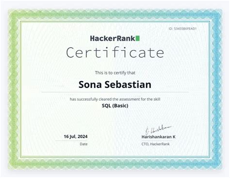 Sona Sebastian On Linkedin Sql Dataanalysis Hackerrank Skillassessment Continuouslearning