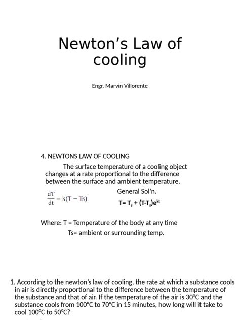 Newtons Law Of Cooling Pdf