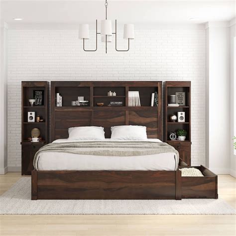 Rustic Solid Wood Platform Beds Frame King Queen Full Wooden Tall Beds