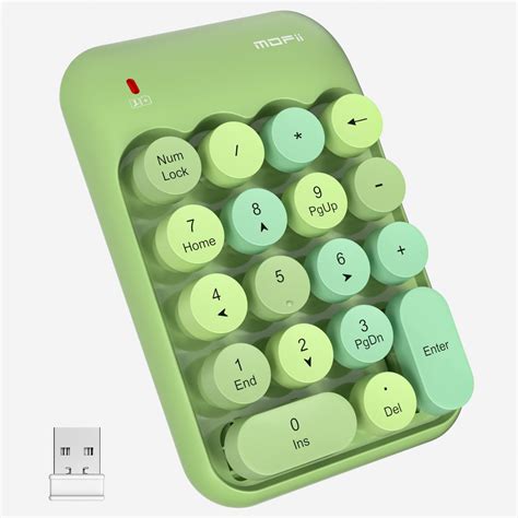 Mofii Wireless Number Pads Green Numeric Keypad 18 Keys Usb 2 4g Round Keycap