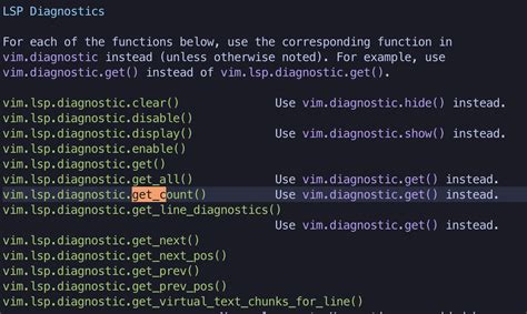 bug depracated call to vim lsp diagnostic get count · issue 548
