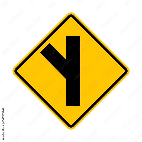 Unregulated Intersection With An Adjacent Road From Left Side Sign For Merging Road On Left
