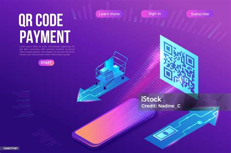전화 번호 스마트 폰 스캔 라벨 온라인 결제 개념 모바일 응용 프로그램의 3d 벡터 일러스트와 Qr 코드 지불 등대 성 방문