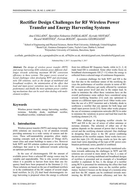 Pdf Rectifier Design Challenges For Rf Wireless Power Transfer