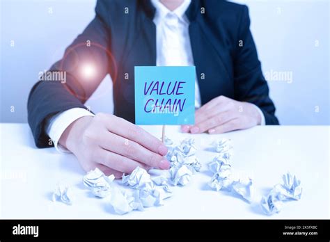 Writing Displaying Text Value Chain Business Approach Set Of
