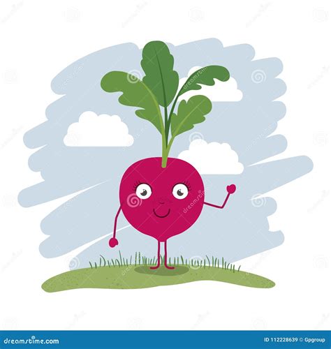 Colorful Background With Cartoon Beet Stock Vector Illustration Of