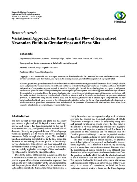 Pdf Variational Approach For Resolving The Flow Of Generalized Newtonian Fluids In Circular