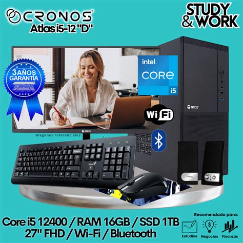 Pc Cronos Atlas I5 12 D Ram 16gb Ssd 1tb Monitor 27″ Fhd Wi Fi