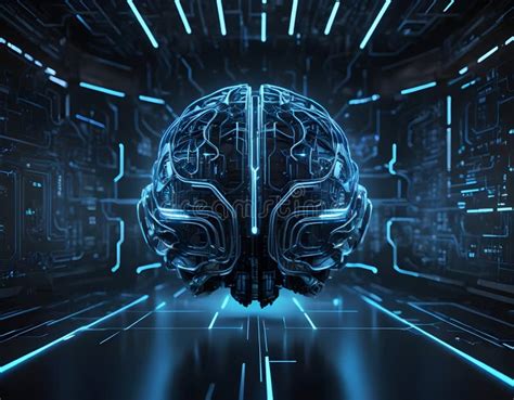 A Striking Representation Of Artificial Intelligence As A Glowing Abstract Brain Suspended In A
