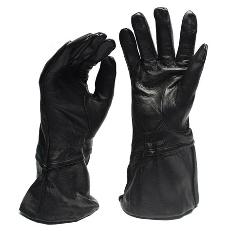 Genuine Italian Army Gauntlets Motorcycle Black Leather Gloves Etsy