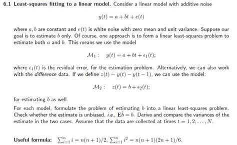 Solved 61 Least Squares Fitting To A Linear Model Consider