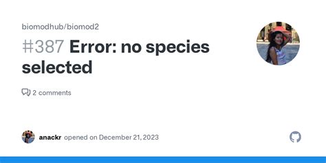 Error No Species Selected Issue Biomodhub Biomod GitHub