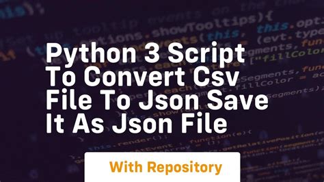 Python 3 Script To Convert Csv File To Json Save It As Json File Youtube
