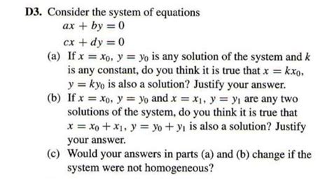 Solved D3 ﻿consider The Homogeneous Linear Systems A Is