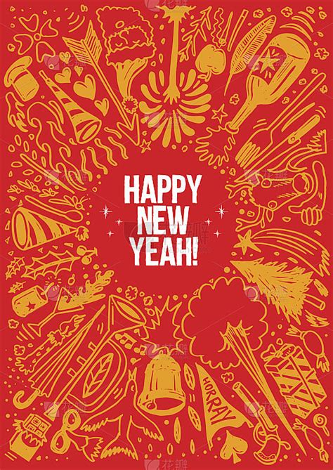 新年祝福红色和黄色