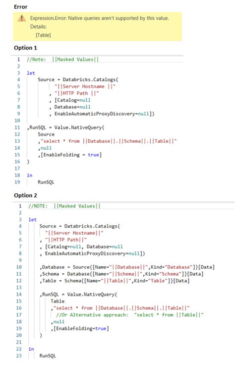Solved Valuenativequery With Azure Databricks Microsoft Fabric